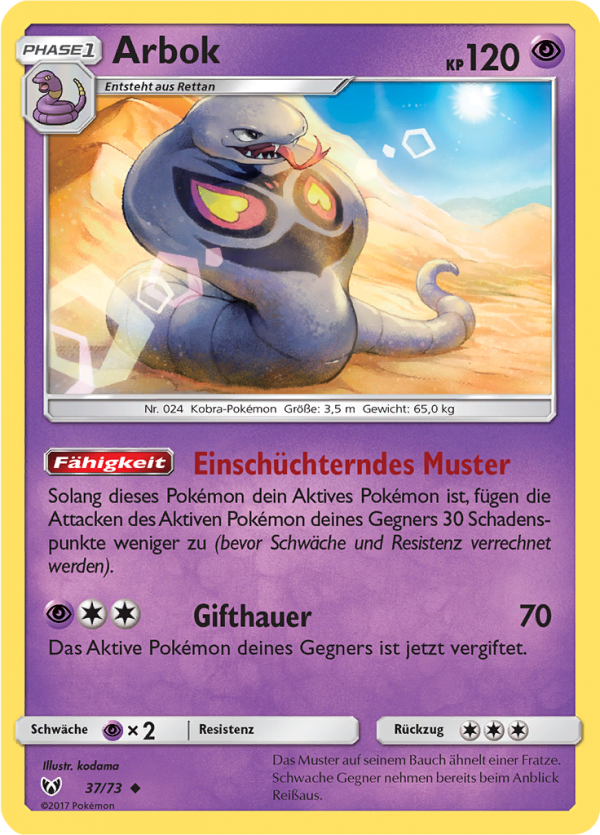 Arbok 37/73 - Wert, Bild, Künstler & Seltenheit | Pokemonkarte.de