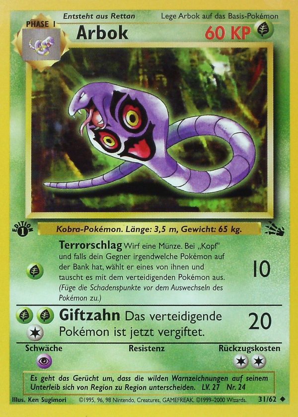 Arbok 31/62 - Wert, Bild & Seltenheit | Pokemonkarte.de