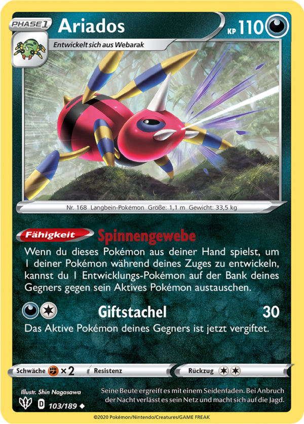 Ariados 103/189 - Wert, Bild & Seltenheit | Pokemonkarte.de