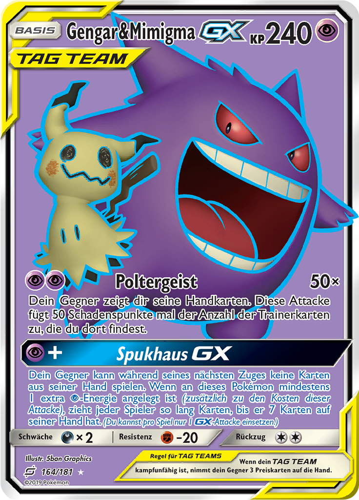 Gengar & Mimigma-GX 164/181 - Wert, Bild & Seltenheit | Pokemonkarte.de