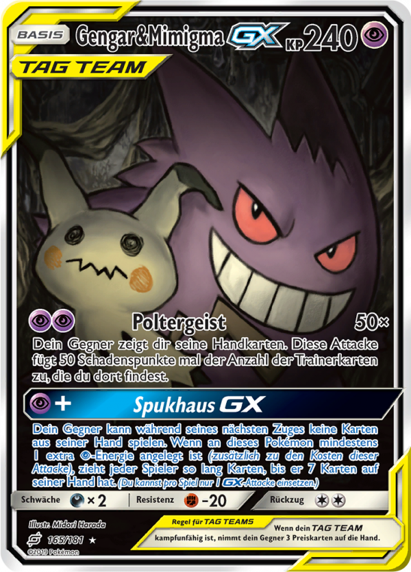 Gengar & Mimigma-GX 165/181 - Wert, Bild & Seltenheit | Pokemonkarte.de
