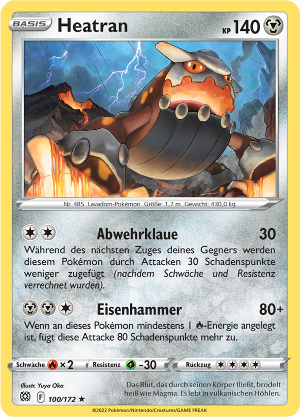 Heatran 100/172 - Wert, Bild & Seltenheit | Pokemonkarte.de
