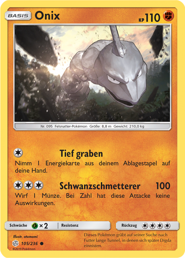 Onix 105/236 - Wert, Bild & Seltenheit | Pokemonkarte.de