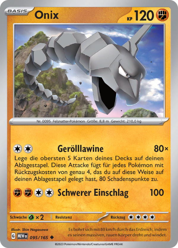 Onix 095/165 - Wert, Bild & Seltenheit | Pokemonkarte.de