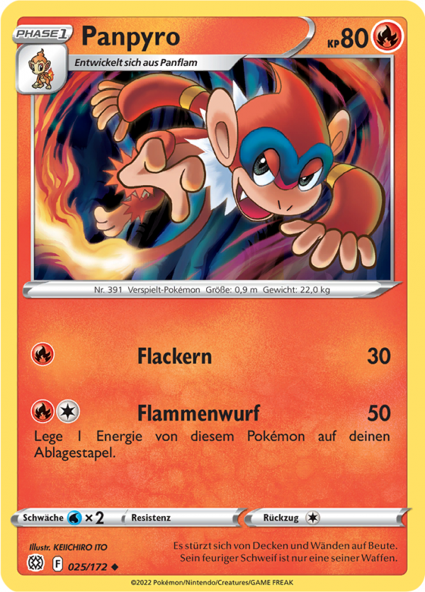 Panpyro 025/172 - Wert, Bild & Seltenheit | Pokemonkarte.de