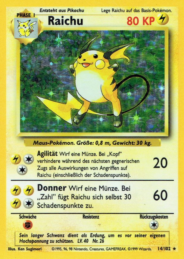 Raichu 14/102 - Wert, Bild & Seltenheit | Pokemonkarte.de