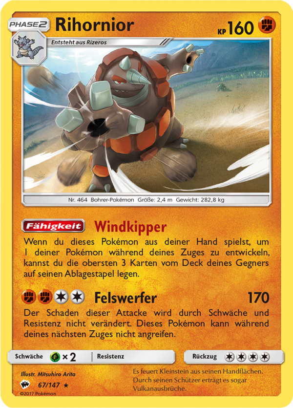Rihornior 67/147 - Wert, Bild & Seltenheit | Pokemonkarte.de