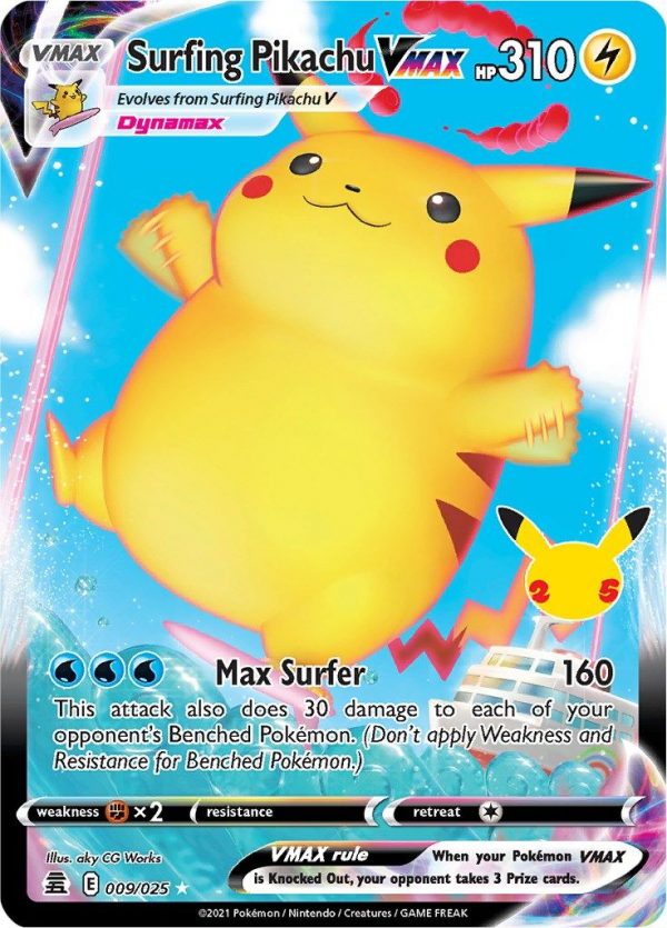 Surfing Pikachu VMAX 009/025 - Wert, Bild & Seltenheit | Pokemonkarte.de