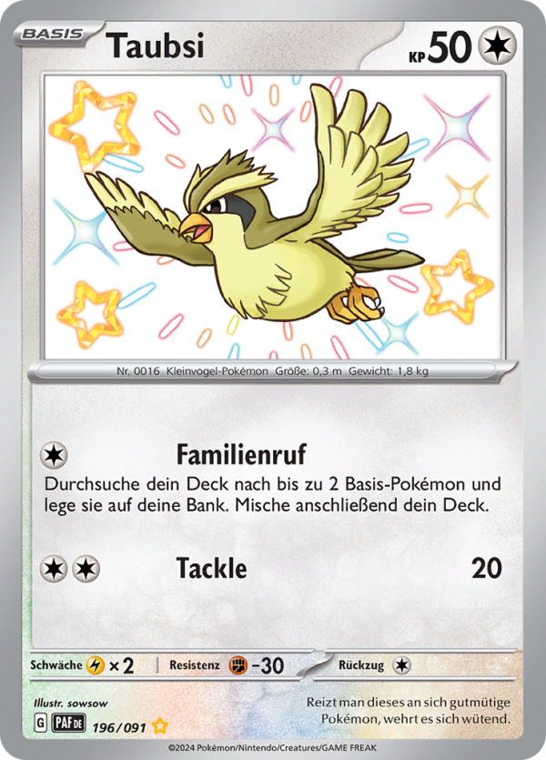 Taubsi 196/091 - Wert, Bild & Seltenheit | Pokemonkarte.de