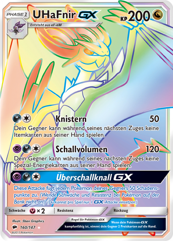 UHaFnir-GX 160/147 - Wert, Bild & Seltenheit | Pokemonkarte.de