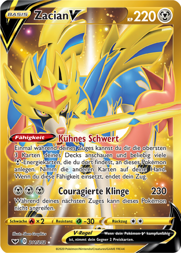 Zacian V 211/202 - Wert, Bild & Seltenheit | Pokemonkarte.de